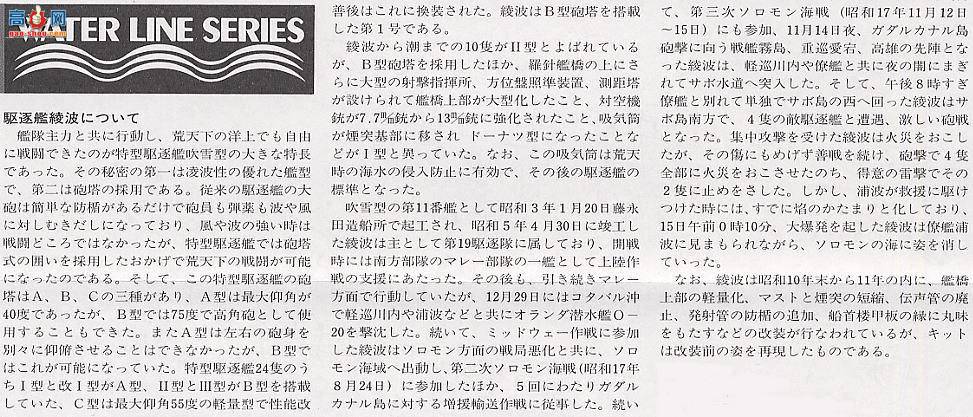 田宫 战舰 31405 日本海军吹雪级凌波驱逐舰-舰船-模型高手网-板件图纸说明书