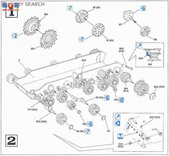威龙 坦克 9108 苏联军队JS1&JS2（2合1）-战车-模型高手网-板件图纸说明书